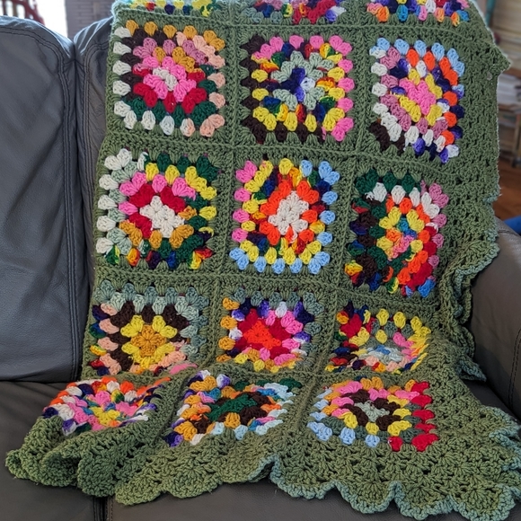 Hand Crafted | Bedding | Handmade Granny Square Colorful Crochet Afghan ...